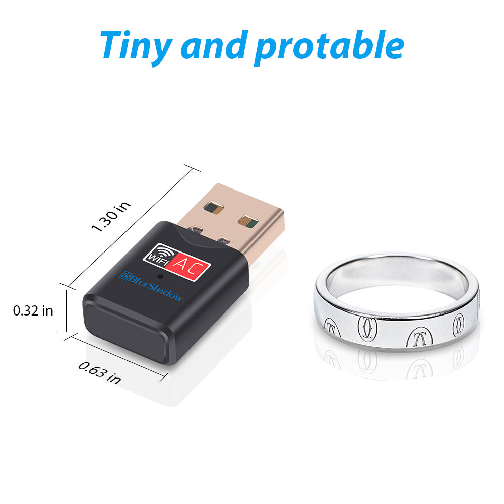 Blueshadow USB Wifi Adapter For PC 600Mbps - Black